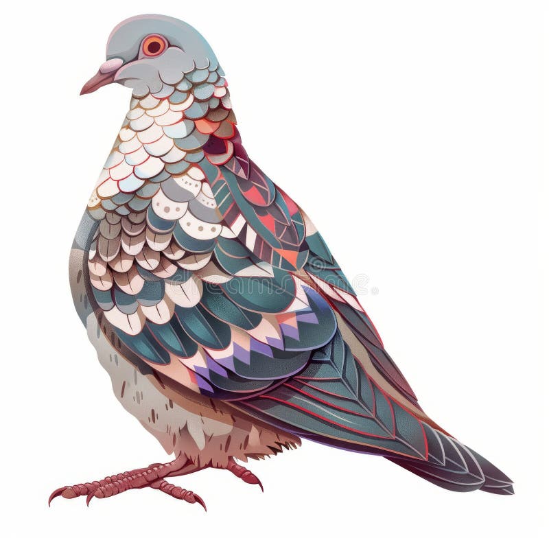 Colorful Inca Dove Perched on White Background Generative AI Stock ...