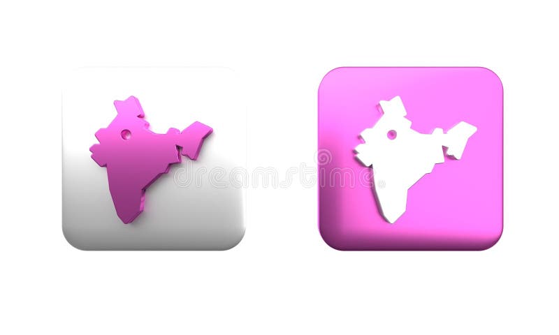 Colorful India Map Icon Isolated on White Background. Square Button ...