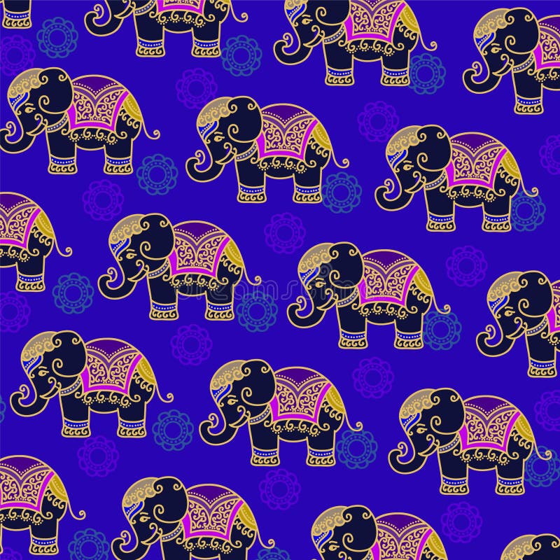 Colorful Indian Elephant Pattern Stock Vector - Illustration of ethnic ...