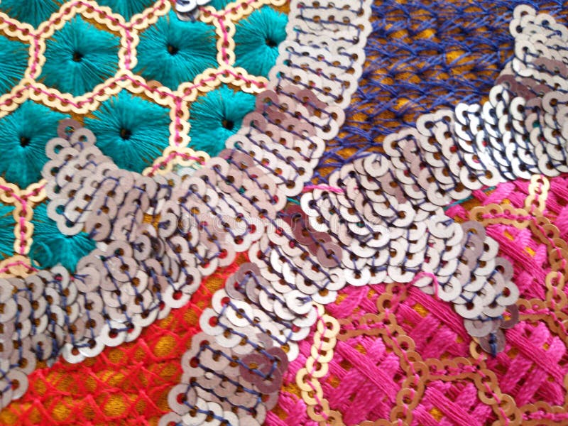 Colorful Indian Pattern Fabric Sequin Stock Image - Image of indian ...