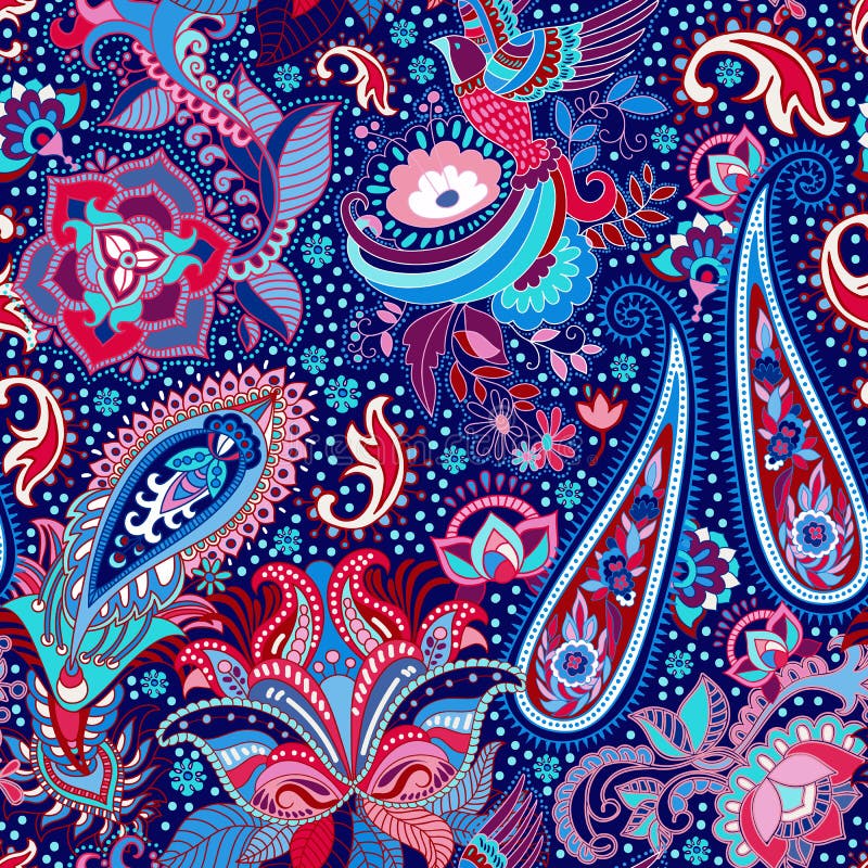 Indian Seamless Pattern. Wallpaper with Paisley. Ethnic Style. Border ...