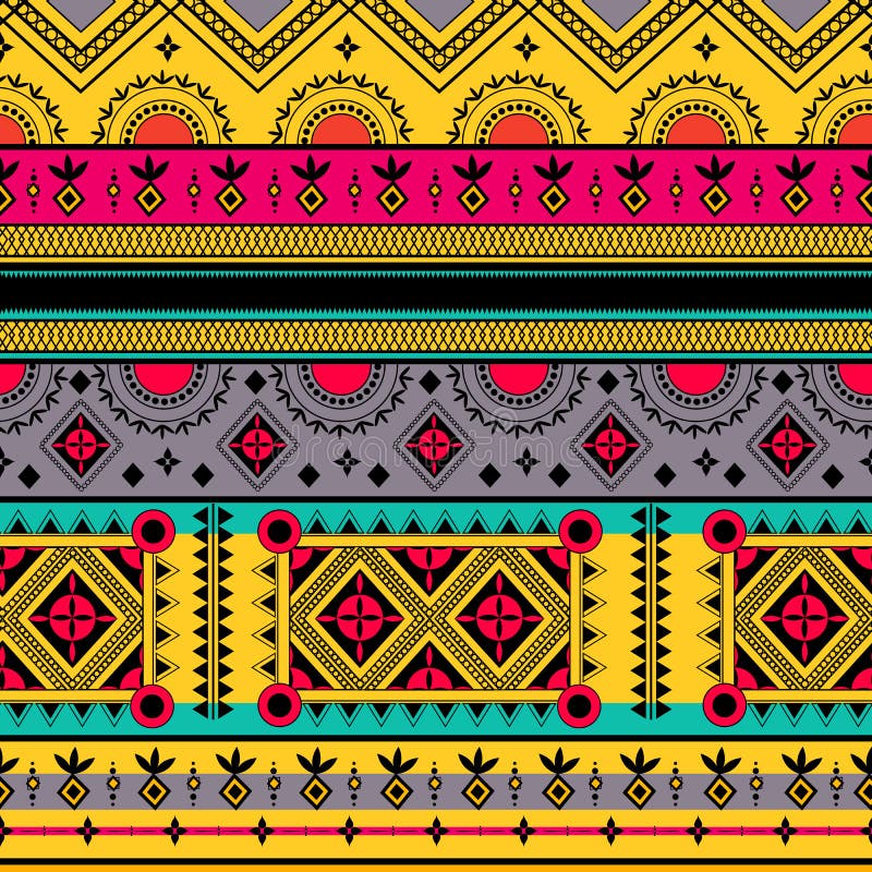 Colorful Indian Tribal Seamless Pattern Stock Vector - Illustration of ...