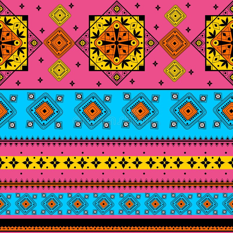 Colorful Indian Tribal Seamless Pattern Stock Vector - Illustration of ...