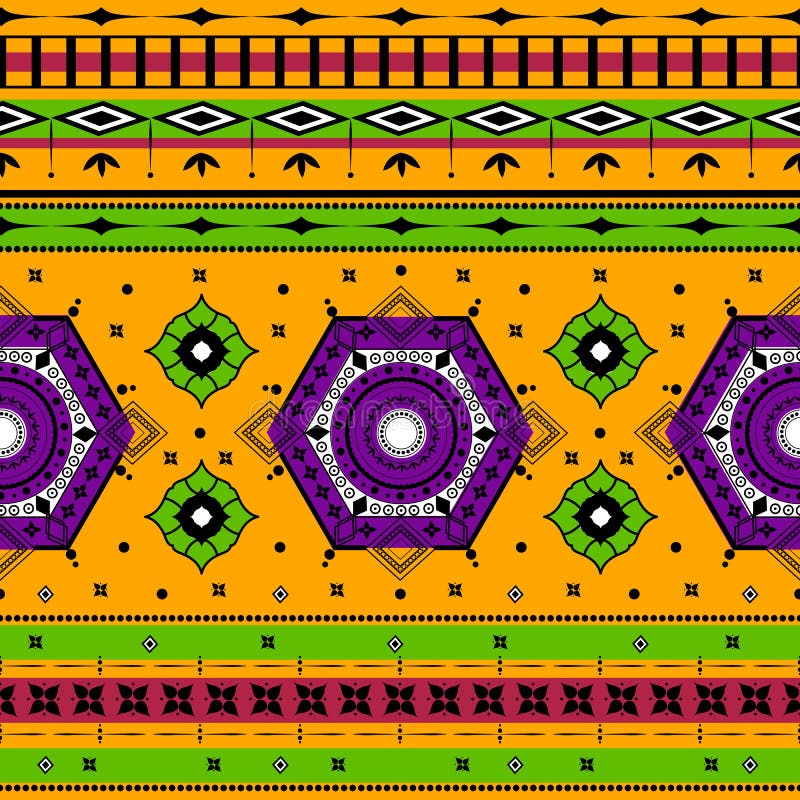 Colorful Indian Tribal Seamless Pattern Stock Vector - Illustration of ...