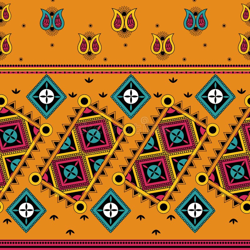Colorful Indian Tribal Seamless Pattern Stock Vector - Illustration of ...