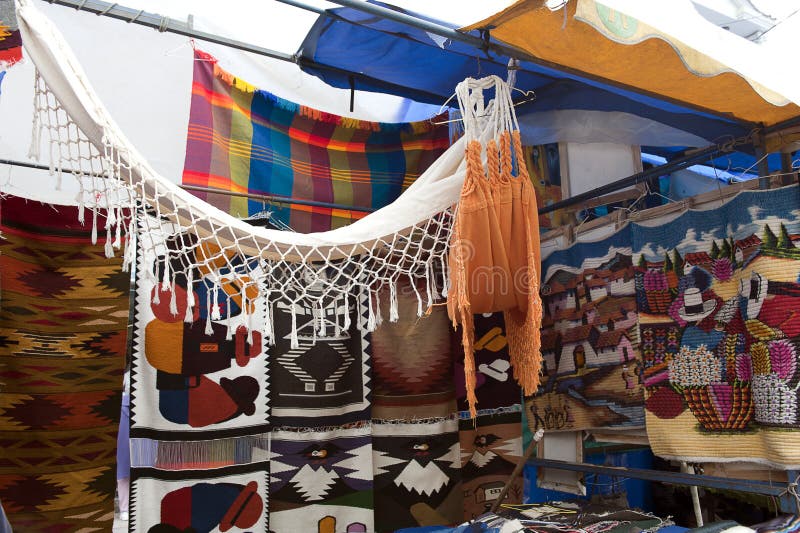 Colorful Indigenous Market of Otavalo Stock Image - Image of work ...