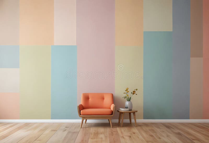 Colorful Indoor Interior Furniture with Copy Space Stock Illustration ...