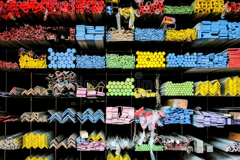 Colorful of Industry Steel Bar Stock Image - Image of manufacturing ...