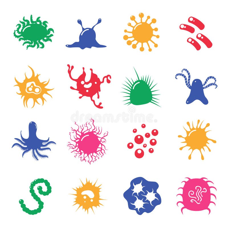 Colorful Infection Microbes and Bacteria Stock Vector - Illustration of ...