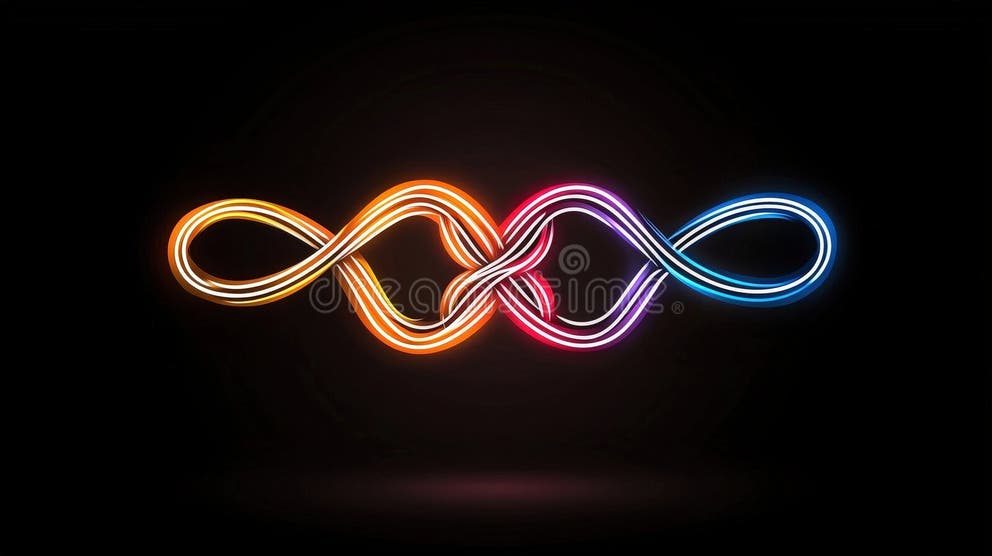 Colorful Infinity Loop Design with Neon Glow on a Black Background for ...