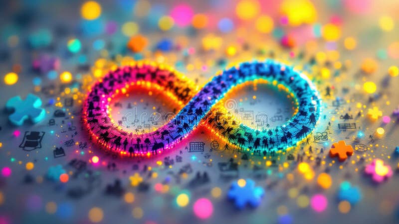 Colorful Infinity Symbol with Abstract Puzzle and Digital Elements ...