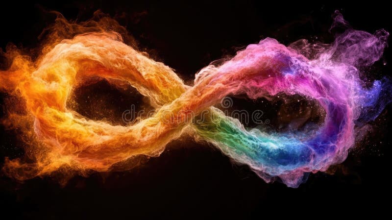 Colorful Infinity Symbol Made of Vibrant Smoke on Black Background ...