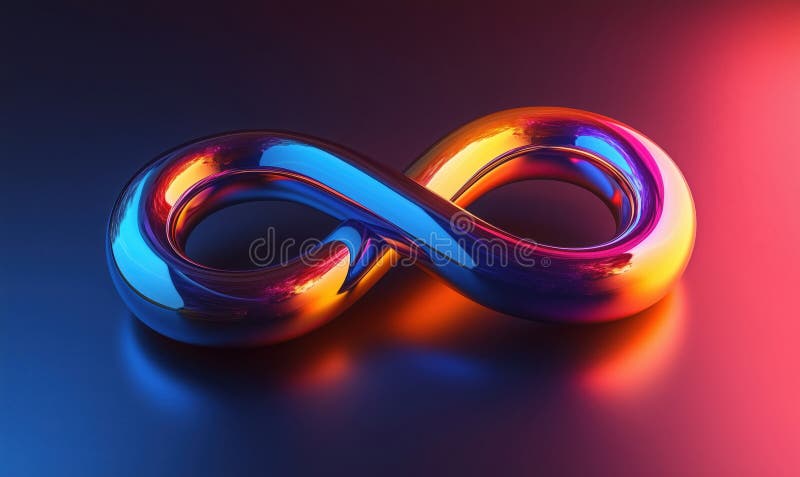 Colorful Infinity Symbol Sculpture with Reflective Surface and Gradient ...