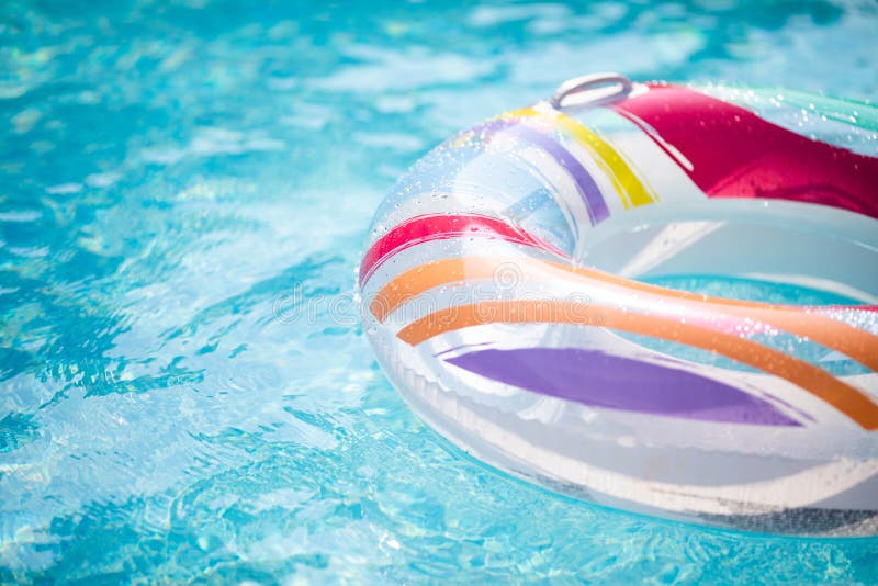 Colorful Inflatable Floating Ring Swimming in the Pool Stock Image ...