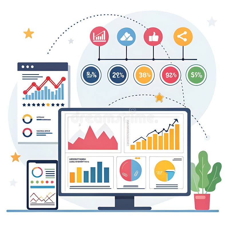 Multiple Colorful Business Charts Stock Illustrations – 330 Multiple ...