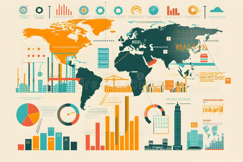 A Colorful Infographic Displaying Global Data and Statistics. Stock ...