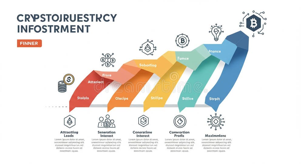 Colorful Infographic Featuring a Five-segment Arrow Moving Upward. Each ...