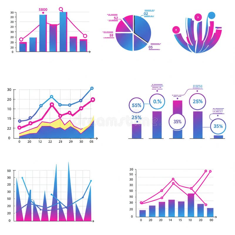 Colorful Infographic Featuring Various Chart Styles, Including Bar ...