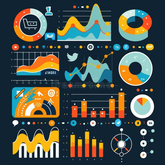 Colorful Infographic Illustrations for Data Analysis and Visualization Stock Illustration ...