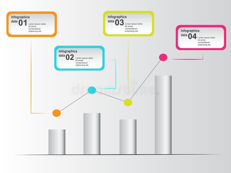 Colorful Infographic with Points in Graph Stock Illustration ...
