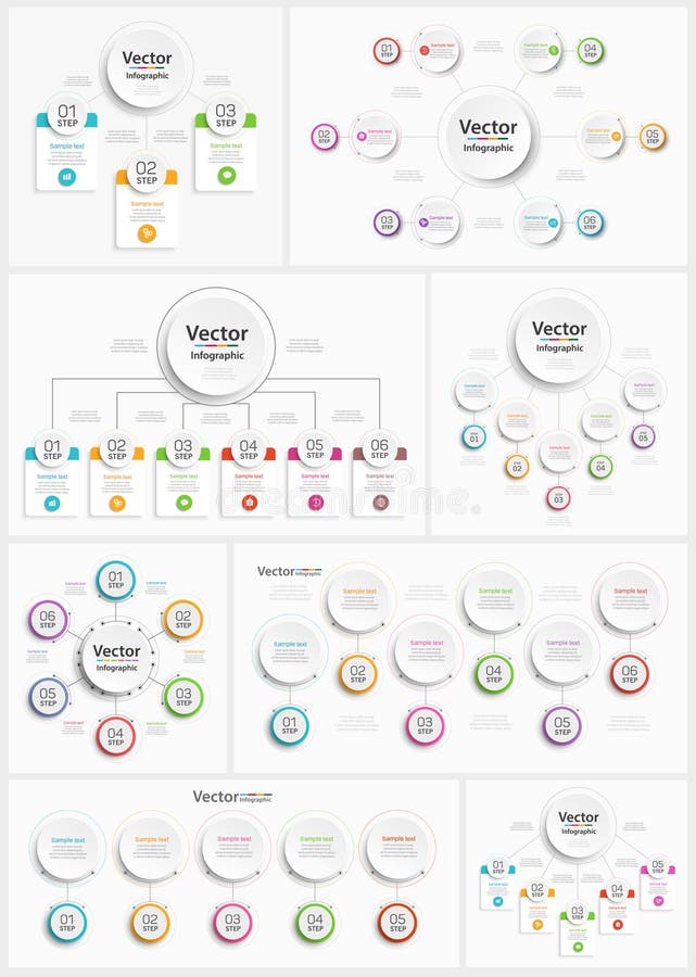 Collection of Colorful Infographic Can Be Used for Workflow Layout ...