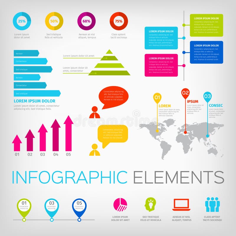 Colorful Pointers with Infographic Elements Stock Vector - Illustration ...