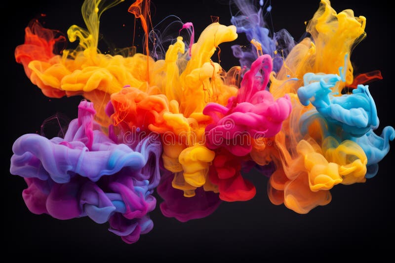Colorful Ink on a Black Background Stock Illustration - Illustration of ...