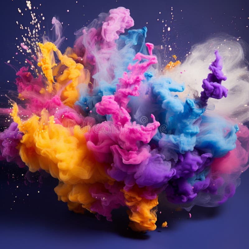 Colorful Ink Explosion on a Blue Background Stock Illustration ...