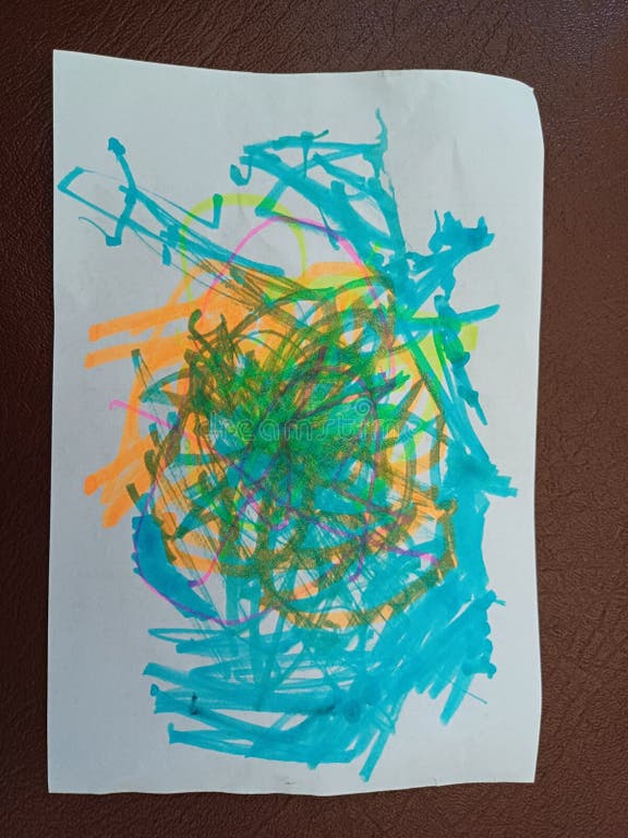 Colorful Ink Scribbles on a Piece of White Paper Stock Image - Image of ...