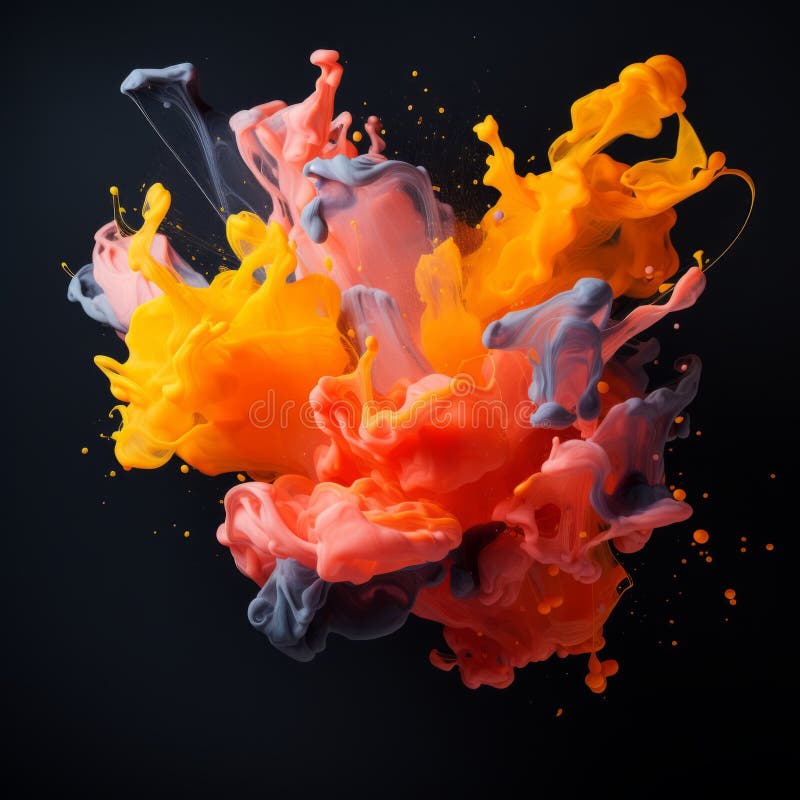 Colorful Ink Splash on a Black Background Stock Illustration ...
