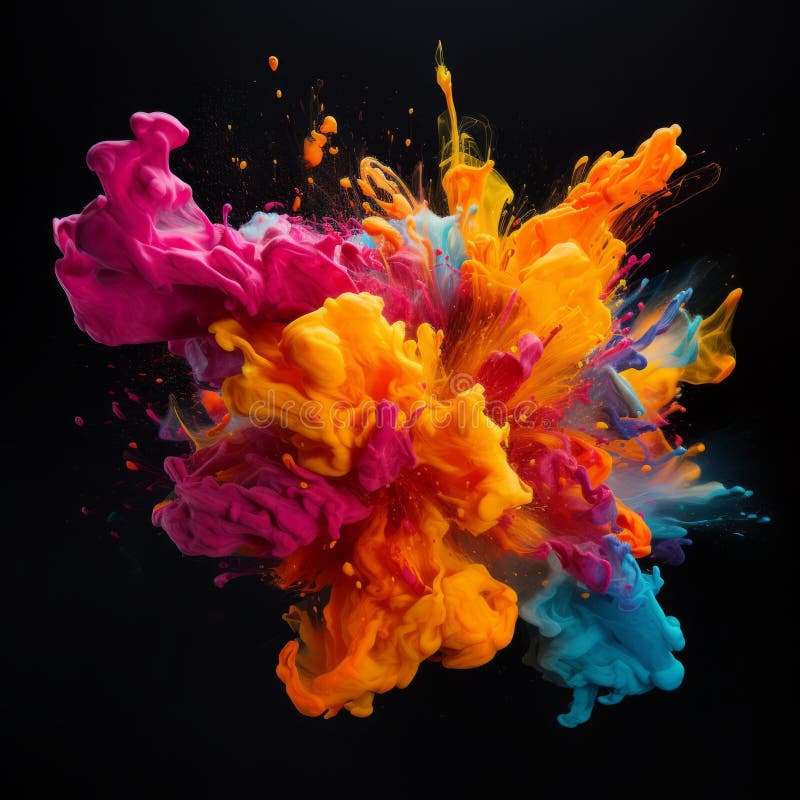 Colorful Ink Splash on a Black Background Stock Illustration ...