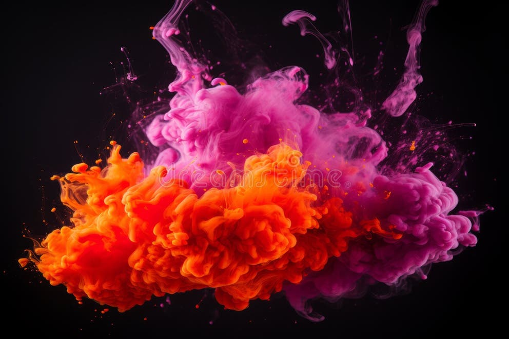 Colorful Ink Splash on a Black Background Stock Illustration ...