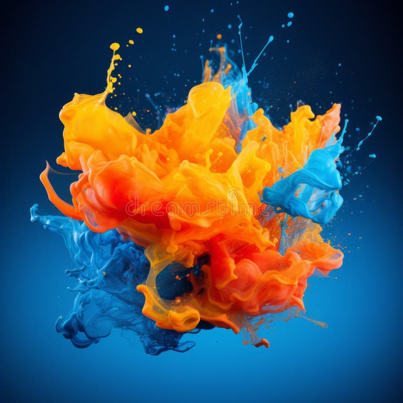 Colorful Ink Splash on a Blue Background Stock Illustration ...