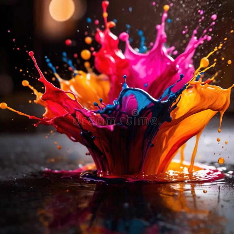 Colorful Ink Splash Burst of Color Stock Illustration - Illustration of ...