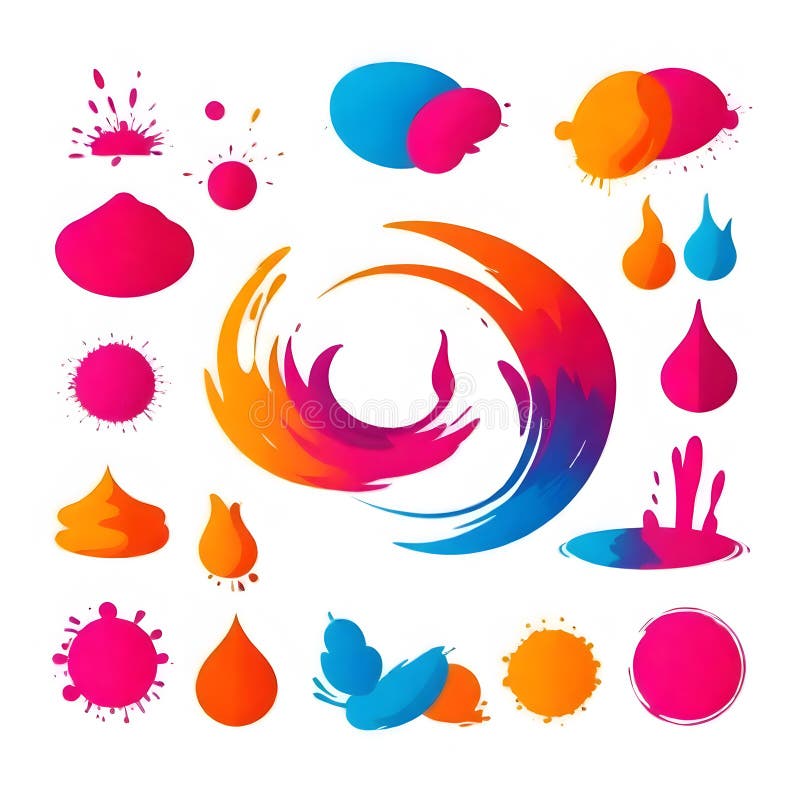 Colorful Ink Splash Splash Elements Set of Vector Illustration Stock ...