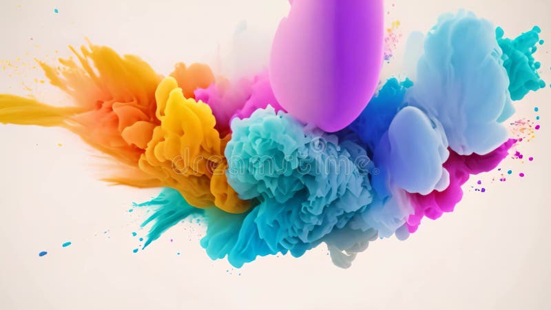 Colorful Ink Splashes Isolated on White Background. Abstract Background ...