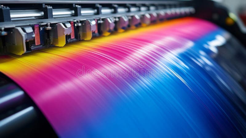 Colorful Ink Streams from a Large Format Printer Stock Illustration ...