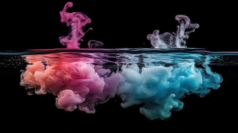 Colorful Ink Swirling Underwater, Creating a Vibrant and Dynamic Visual ...