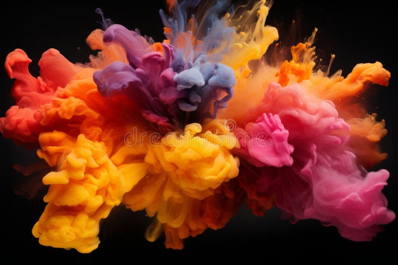 Colorful Ink in Water on a Black Background Stock Illustration ...