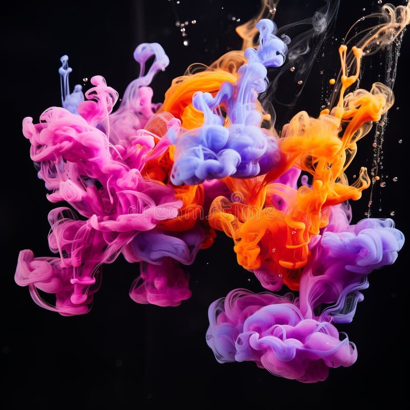 Colorful Ink in Water on a Black Background Stock Illustration ...