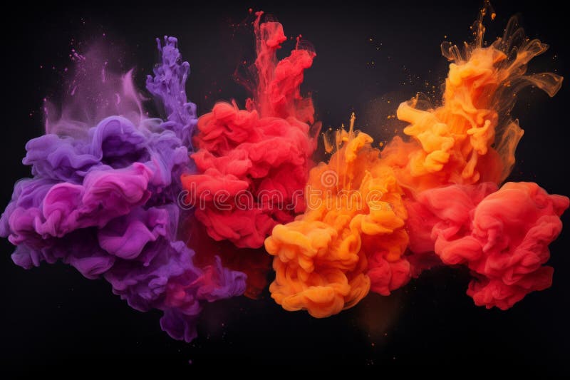 Colorful Ink in Water on Black Background Stock Illustration ...
