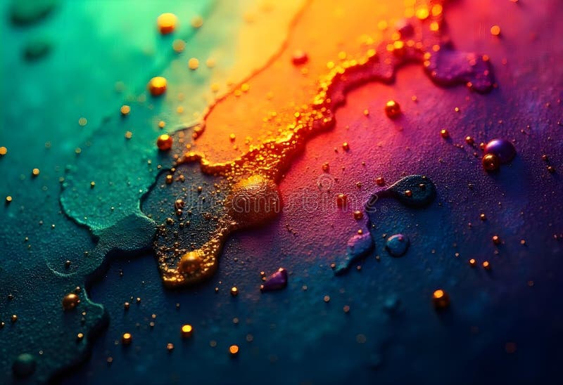 Colorful Inks Creating Abstract Shapes and Textures with Golden ...
