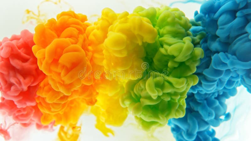 Colorful Inks Mixing in Water, Isolated on White Background Stock ...
