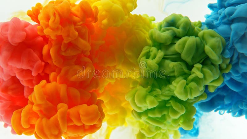 Colorful Inks Mixing in Water, Isolated on White Background Stock ...
