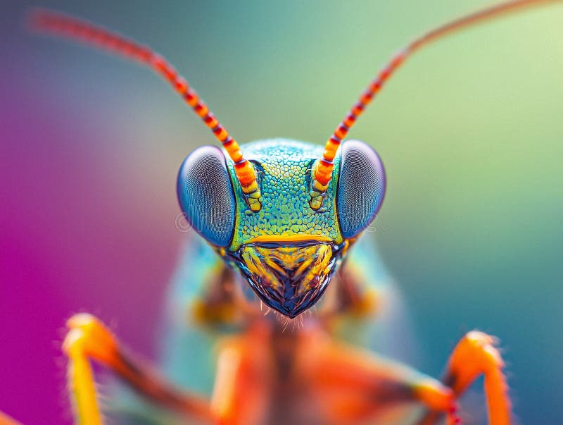 Colorful Insect Displaying Its Large Compound Eyes and Antennae Stock ...