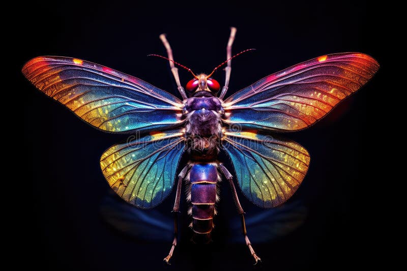 A Colorful Insect with Wings Stock Illustration - Illustration of ...