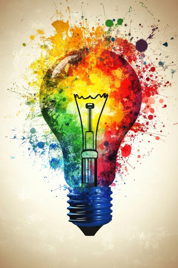 Colorful Inspiration Abstract Light Bulb Symbolizing Creativity ...