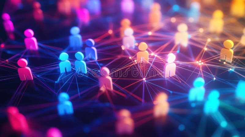 Colorful Interconnected Avatars Symbolize Digital Social Media ...