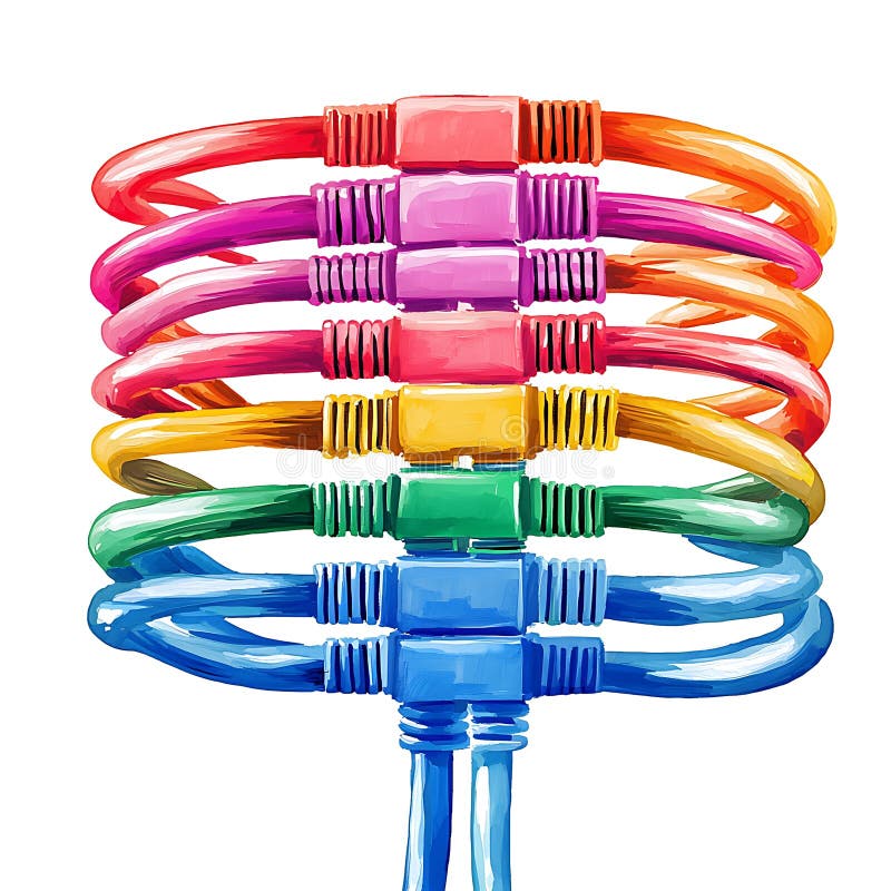 Colorful Interconnected Cables Abstract Network Connection Stock ...