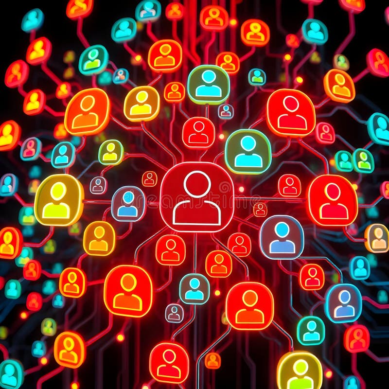 Online Social Network with User Icons Digital Internet Community ...